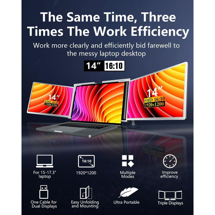 14" Trifold Portable Monitor – 1080P IPS Laptop Screen Extender | Space ...
