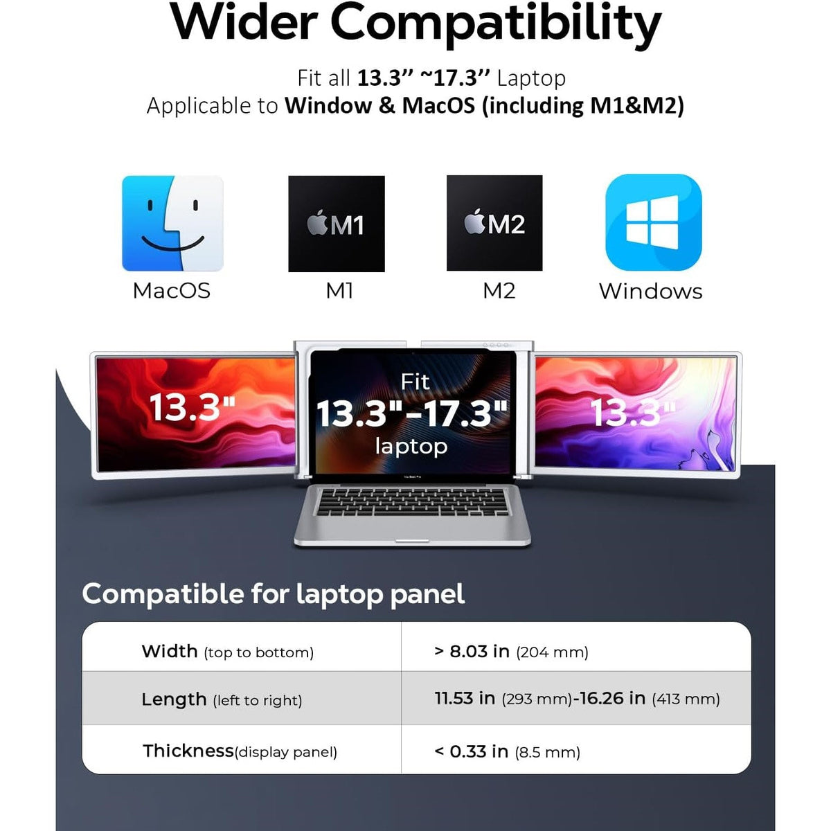 Dual Portable Monitor Trifold 1080P IPS FHD Screen