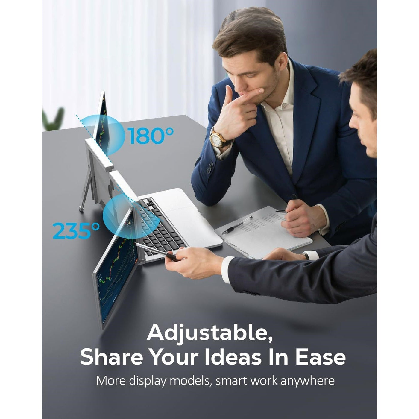 Dual Portable Monitor Trifold 1080P IPS FHD Screen